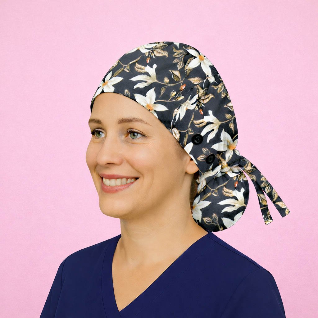 Ponytail Scrub Caps | Long Hair Nurse Medical Hats
